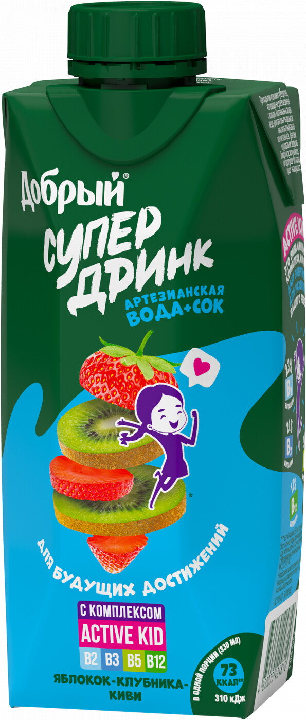 Сок "Dobryj" Apple-Strawberry-Kiwi, Tetra Pak, 0.33 л — купить сок ...