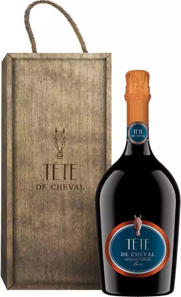 Игристое вино белое сухое "Тет де Шеваль" Брют, wooden box, 1.5 л ...
