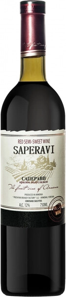 Вино красное Прошянский Коньячный Завод, Саперави Полусладкое, 0.75 л ...